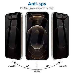 JETech Privacy Screen Protector for iPhone 12 Pro Max 6.7-Inch, Anti Spy Tempered Glass Film, 2-Pack