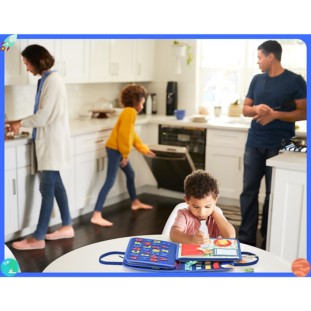 14 Pages Busy Board for Toddlers 2-4,Montessori Travel Toy for Plane/Car,Educational Sensory Toy for Toddlers 1-3,Preschool Activities Board for Developing Fine Motor Skills,Gift for Boys/Girls