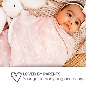 Bloomsbury Mill – Swaddle Blanket - Muslin Swaddle Blankets for Baby Girls and Boys - 100% Organic Cotton Baby Swaddles 3 Pack - Pink and White – 47” x 47”