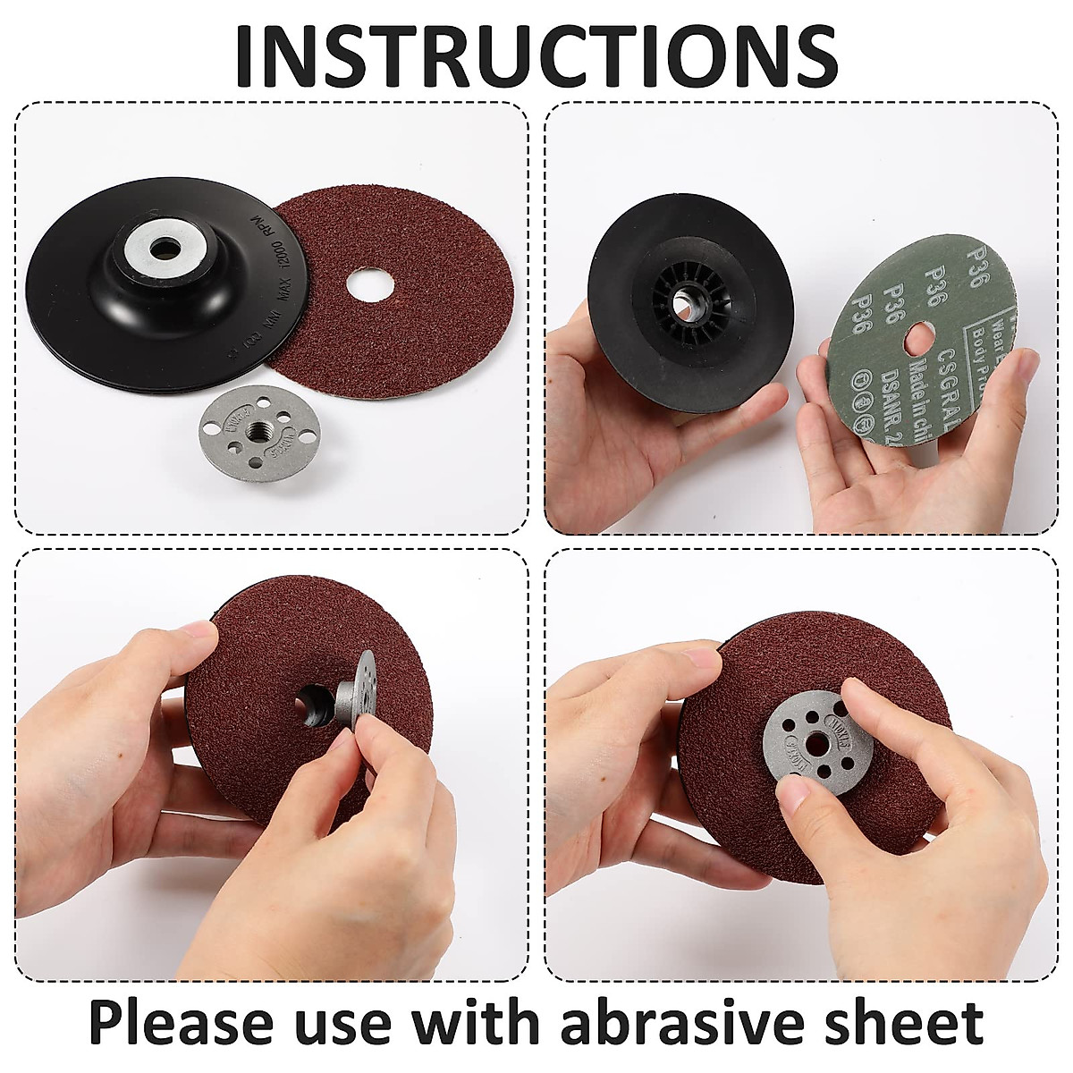 3 Pieces 4-1/2 Inch 14 mm Sanding Disc Backing Pads Replacement Disc Backing Pads Sander Backup Pad with M14 Thread Lock Nut for Angle Grinder