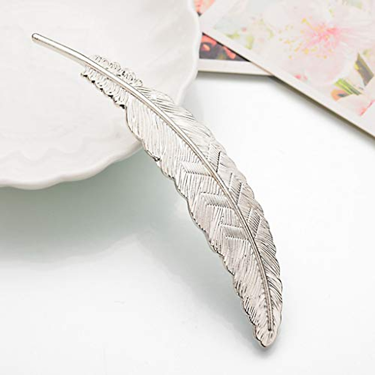 2pcs Feather Metal Bookmark Vintage Classical Delicacy Gifts Silver and Creative