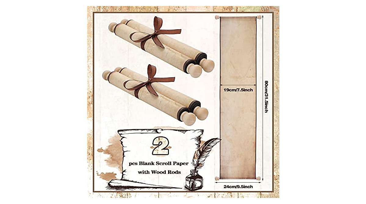 Vintage Scroll Paper 2 Pack for Calligraphy & Invitations