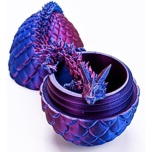 Easter Basket Stufers, 3D Printed Dragon Surprise Egg , Decorative Easter Egg fillers Easter Gifts for Boys Kids Home Decor, Executive Dragon Fidget Desk Toys (Purple)