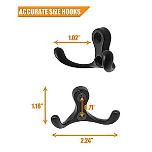 Kitchen Hardware Collection 10 Pack Wall Mounted Double Hook Coat Racks Black Clothes Hanging Racks for Entryway Towel Racks in Kitchen Bathroom