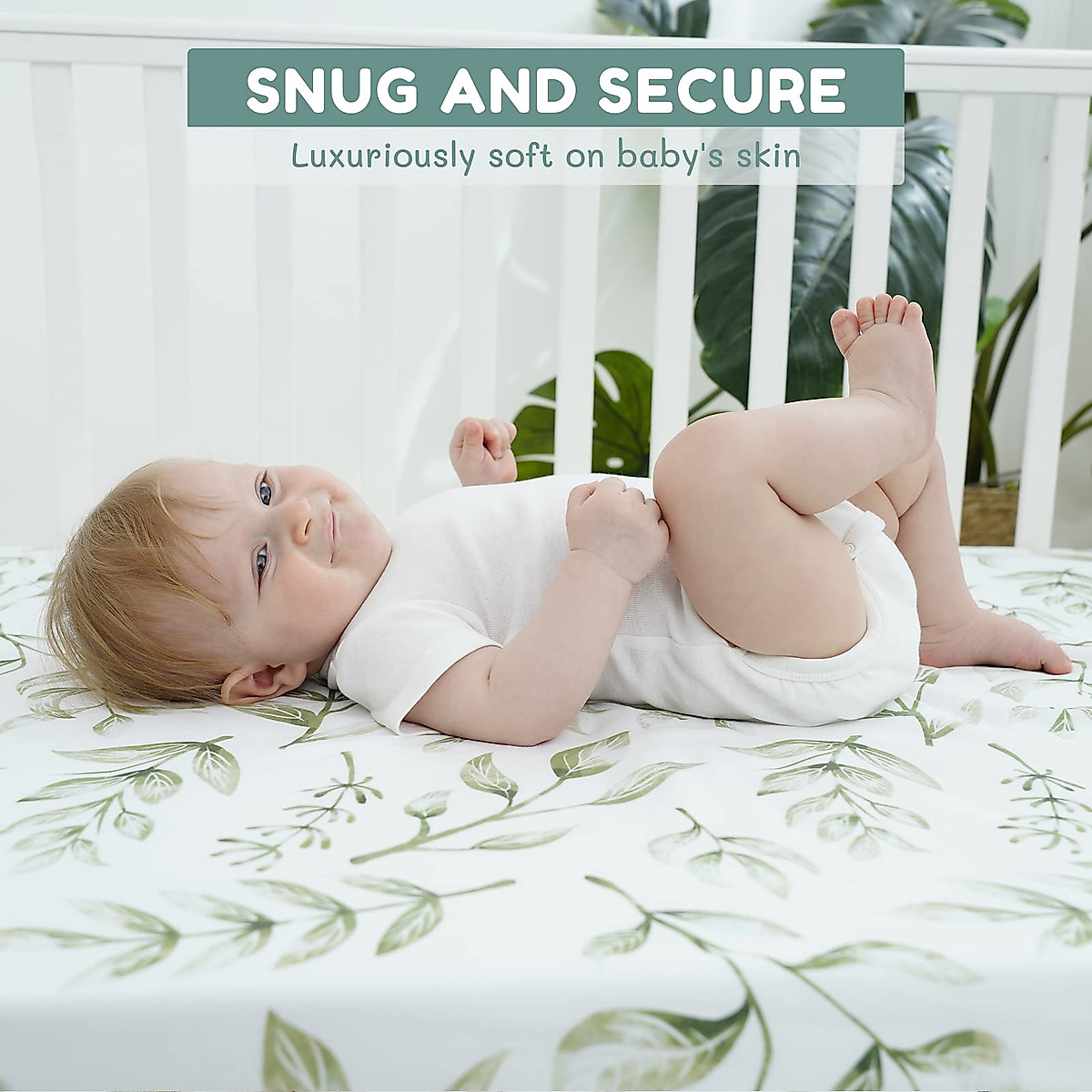 TCBunny 2 Pack Premium Fitted Baby Crib Sheets for Standard Crib Mattress - Ultra-Soft Cotton, Stylish Rabbit, and Garden Pattern, Safe and Snug for Baby, Boys and Girls, 28" x 52"