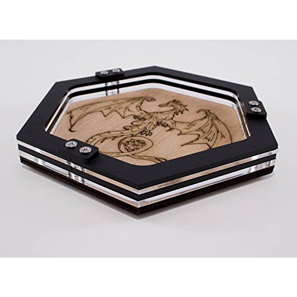 Mini Dragon Dice Tray by C4Labs Laser Etched Wood