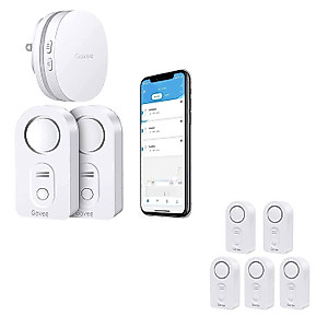 Govee Water Detectors 7 Pack Sensor with 100dB Adjustable Audio Alarm Bundle with Govee WiFi Smart Gateway with Alert Email & APP Push for Home Bedrooms