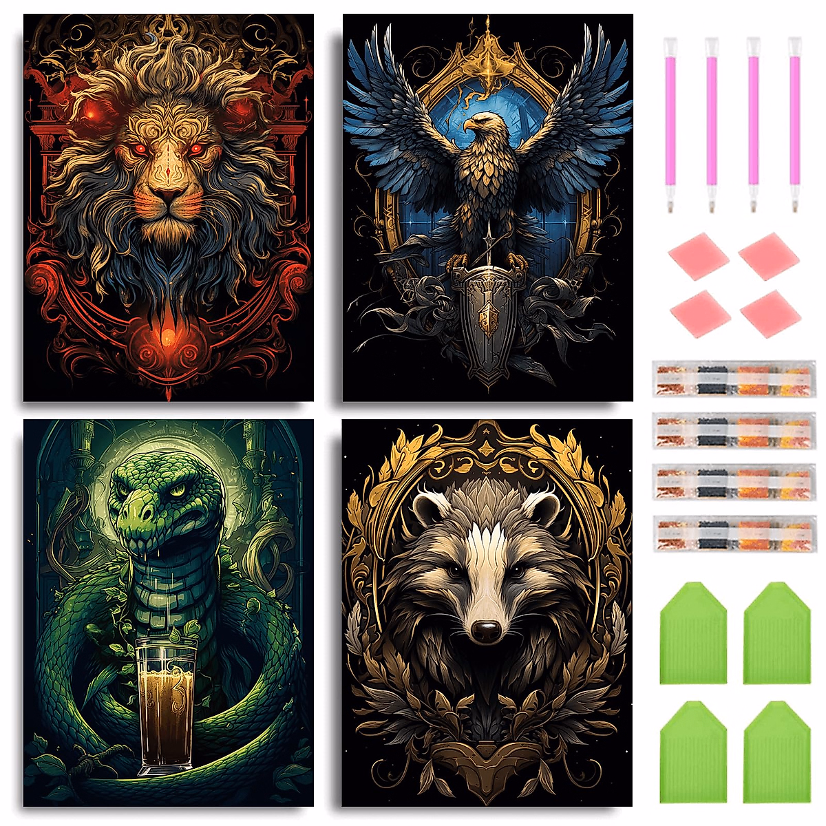 Santiway 6 Pack Cartoon Diamond Art Painting Kits for Adults&Kids 5D Diamond Art Kit for Beginners DIY Paint with Round Full Drill Gem Art Painting for Home Wall Decor(11.8x15.7inch)