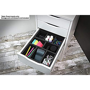 Polar Whale 5 pc Drawer Organizer Set (Compatible with Ikea Alex) Tray Waterproof for Office Home Dorm 11.5x14.5 Inches Spacious Compartments Black Extra Deep Pockets (Inserts only)