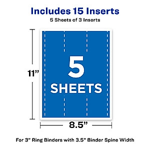 Avery Binder Spine Inserts, for 3 Inch Ring Binders with 3.5" Spine Width, 15 Cardstock View Binder Spine ID Inserts (89109)