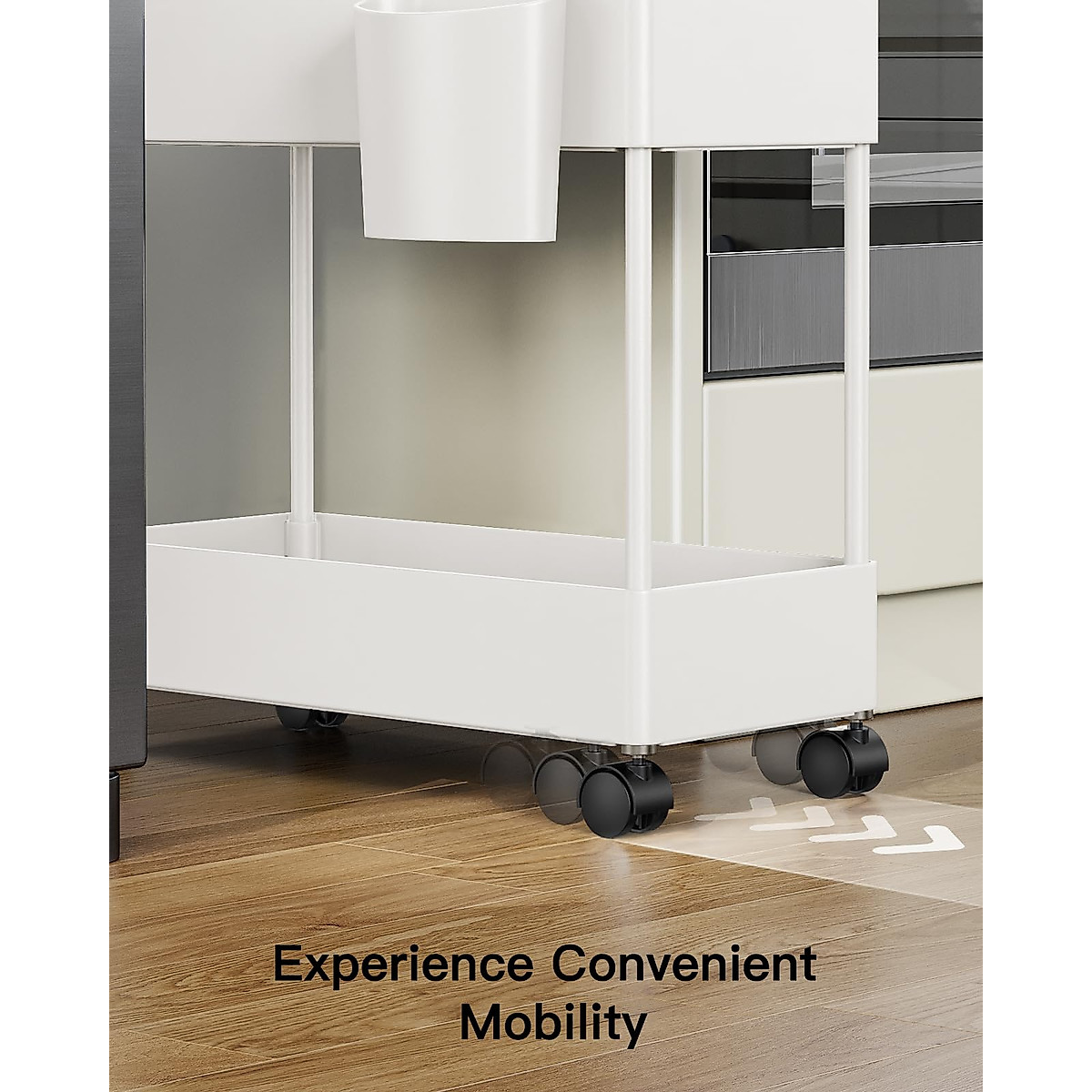 Pipishell Slim Storage Cart with Wheels, Bathroom Cart Organizer Small, Rolling Cart for Bathroom, Laundry Room, Kitchen, Narrow Space, White PIUC04W, 7.08/''D X 15.7/''W X 25.2/''H