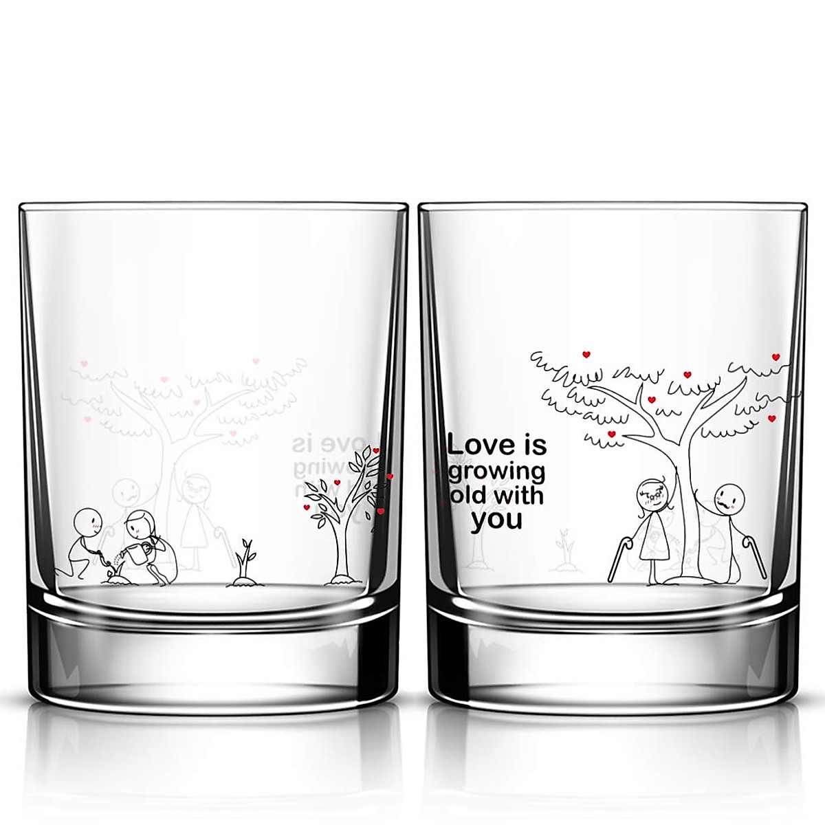 BoldLoft Grow Old with You Couple Drinking Glasses-Couple Gifts for Him Her Husband Wife His Hers Gifts for Anniversary Wedding Anniversary Dating Anniversary for Boyfriend Girlfriend