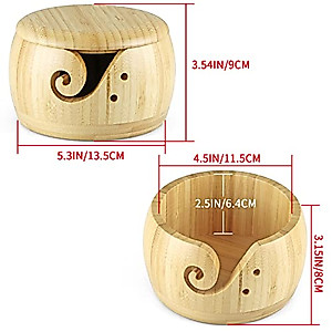 MOLIGOU Bamboo Yarn Bowl with Lid, Knitting Bowl with Holes, Yarn Holder Bowl for Crocheting