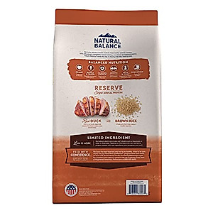 Natural Balance Limited Ingredient Adult Dry Dog Food with Healthy Grains, Reserve Duck & Brown Rice Recipe, 12 Pound (Pack of 1)