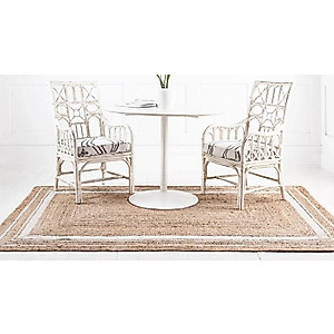 Rugs Hut - 4x6 5x8 6x9 8x10 9x12 10x14 ft. Natural Jute Rug Boho Decor Rug Handwoven Hemp Rug Bohemian Jute Area Rug Braided Rug Custom Size Rug Decorative Rug (Brown + Black, 4x6 feet Jute Rug)