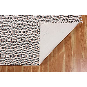Casavani Indian Handmade Brown, Beige Geometric Area Rug Boho Kilim Flat Weave Indoor Hall Room Decor Carpet Throw Rug Boho Rugs for Bedroom Living Room Bathroom Balcony 4x8 Feet