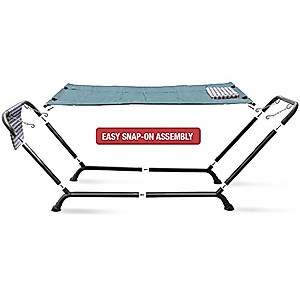 Sorbus Cozy Hammock Bed- Patio Hammock with Stand w/Pillow and Storage Pockets- Heavy Duty 500lbs Support- Durable Outdoor Hammock- For Patio, Garden, Backyard, Poolside- Weather Resistant Outdoor Bed