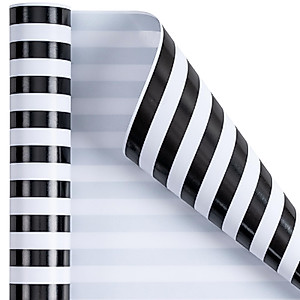 RUSPEPA Wrapping Paper - Mini Roll - Black and White Stripe Design Perfect for Wedding, Birthday, Baby Shower, Party - 17.5 Inch X 32.8 Feet