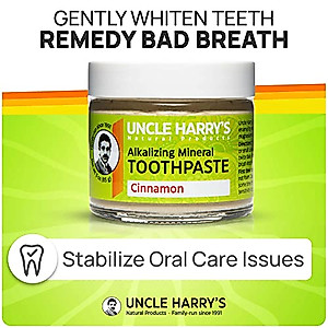 Uncle Harry's Cinnamon Remineralizing Toothpaste | Natural Whitening Toothpaste Freshens Breath & Promotes Enamel | Vegan Fluoride Free Toothpaste (4 Pack)