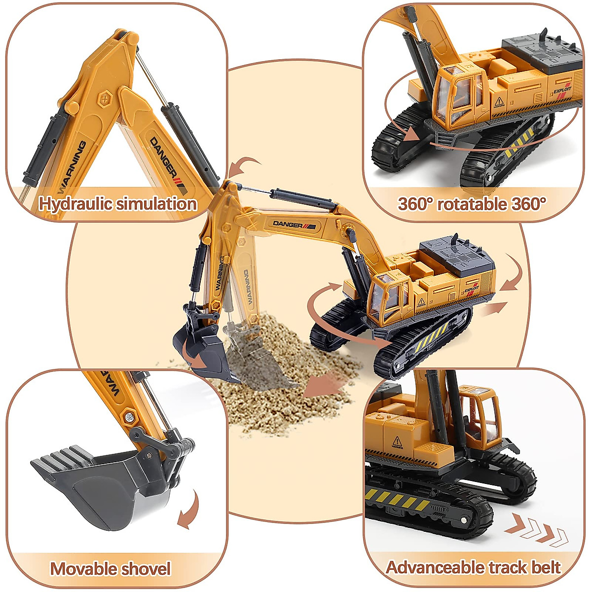 skirtoy Kids Construction Vehicles Playset with Playmat, 18" Crane Toy, 10" Excavator, Tractor, Dump Truck, Cement, 4 Firetrucks, Educational Engineering Toy Set Birthday Gift for Toddler Boy 3+