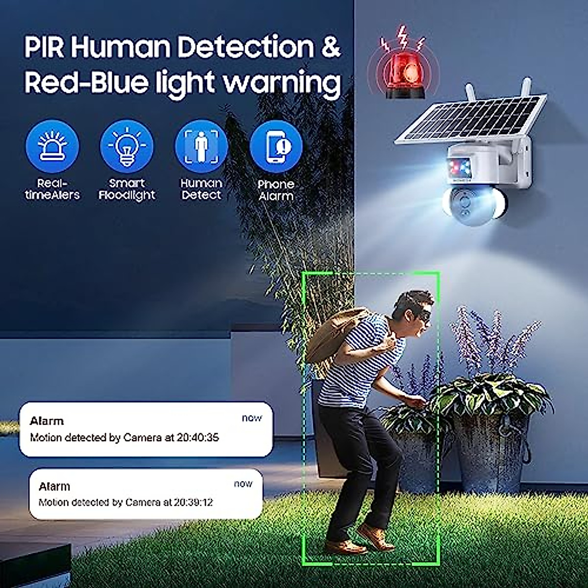 INQMEGA Solar Camera Security Outdoor,3MP HD 2.4G WiFi 15000mAh Solar Powered Cameras for Home,Color Night Vision PIR Motion Sensor Light with Siren,Remote Control