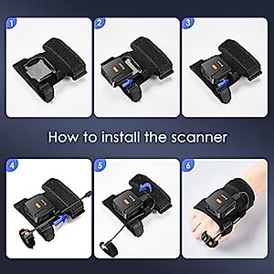 Eyoyo Wearable Glove 1D Bluetooth Barcode Scanner, Left&Right Hand Wearable,1D Finger Trigger Wireless Bar Code Reader Inventory with Retractable Lanyard Compatible with iPhone iPad Android Tablet