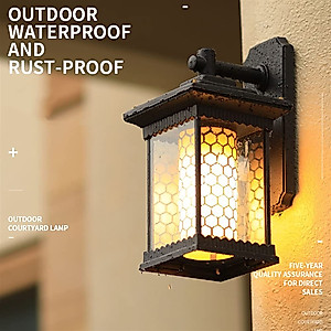 European Wall Light Exterior Wall Lantern Waterproof Sconce Square Aluminum Housing Outdoor E27 Wall Lamp Carriage Light Home Outside Lighting for Villa Entrance Courtyard Garden Decor