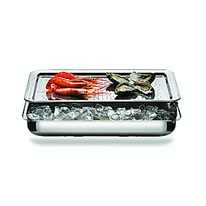 Mepra Rectangular Seafood Presentation Dish – 9 x 53 x 32.5 cm, Silver Seafood Stand, Dishwasher Safe Serveware