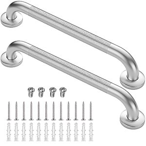 2 Pack 18 Inch Grab Bars for Bathtubs and Showers, Anti Slip Shower Grab Bars Stainless Steel Shower Handle Handicap Elderly Senior Assist Bathroom Saft Handle