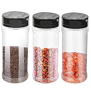 12 Pack Plastic Spice Containers, 8oz Plastic Spice Jars with Black Cap, Plastic Spice Bottles With Shaker Lids, Empty Seasoning Bottles Plastic Seasoning Containers for Spice, Herbs and Powders