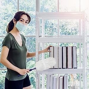 Peryiter 100 Pcs Duster Refills Kits Disposable Replacement with 2 Handle Duster, White Duster Refills Disposable Electrostatic Duster Extender Handle for Home Office Ceiling Fans Furniture