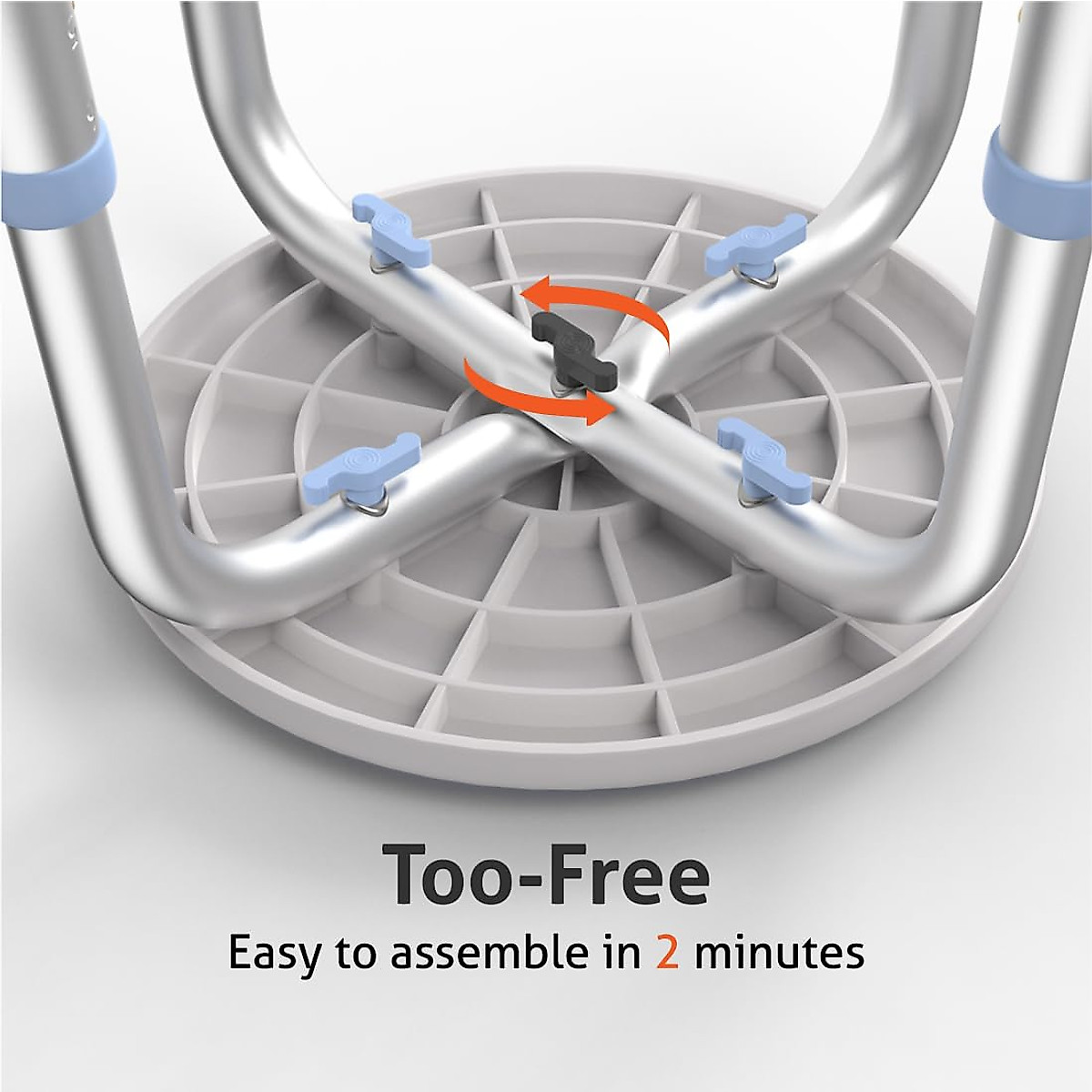 Delog 360 Degree Rotating Shower Chair 300lb, Swivel Shower Stool for Inside Shower Tool Free Adjustable Shower Seat Tub Chair and Small Bathtub Seat Bench with Anti-Slip Rubber Tips