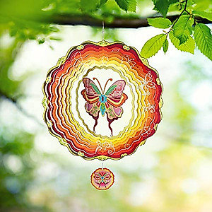 Butterfly Wind Spinners, Butterfly Gifts for Women Mom Grandma Wife, 12inch Large Metal Kinetic Wind Spinner, Hanging Wind Spinners Indoor Outdoor Decoration Decorations Ornaments