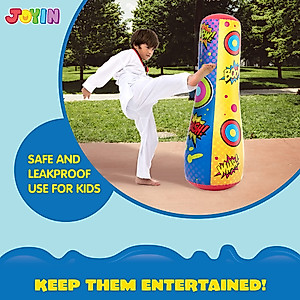 JOYIN Punching Bag for Kids, 47 Inches Kids Double-Sided Inflatable Punching Bag with Bounce-Back Action(1 Pack)