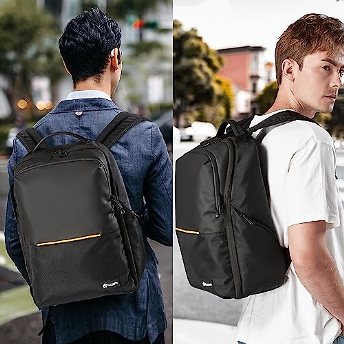 VPBAGE Travel Laptop Backpack for Men, Lightweight Casual Anti-Theft Backpack, Double Laptop Compartments with Sleeve, Slim Waterproof Computer Bag