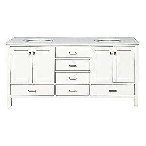Kitchen Bath Collection Horizon 72-inch Double Bathroom Vanity (Engineered White/White): Includes White Cabinet with Engineered White Countertop and White Ceramic Sinks