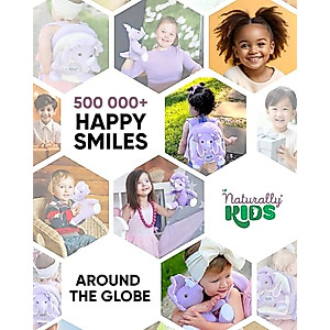 Naturally KIDS Purple Dinosaur Backpack, Dinosaur Toys for Girls 3-5, Triceratops Toy for 3 Year Old Girl Gifts, Dinosaur Toys Kids 3-5