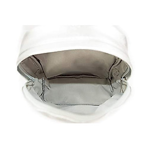 Rising Phoenix Industries Faux Leather Metallic Silver Backpack Purse Bag with Fun Kitty Cat in Spaceship Design for Women (Silver)