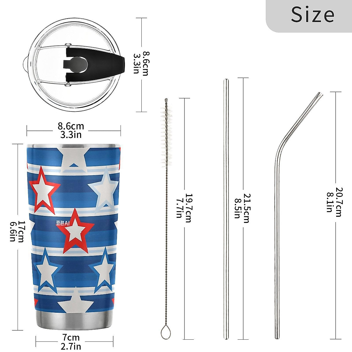 HXshaoye stripe stars 4th Of July Independence Day Stainless Steel straw water bottle with Straw Lid travel coffee mug for hot and cold drinks safe insulated coffee tumbler botellas para agua termica