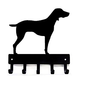 The Metal Peddler Weimaraner Key Holder Dog Leash Hanger for Wall - Large 9 inch Wide - Made in USA; Gift for Dog Lovers