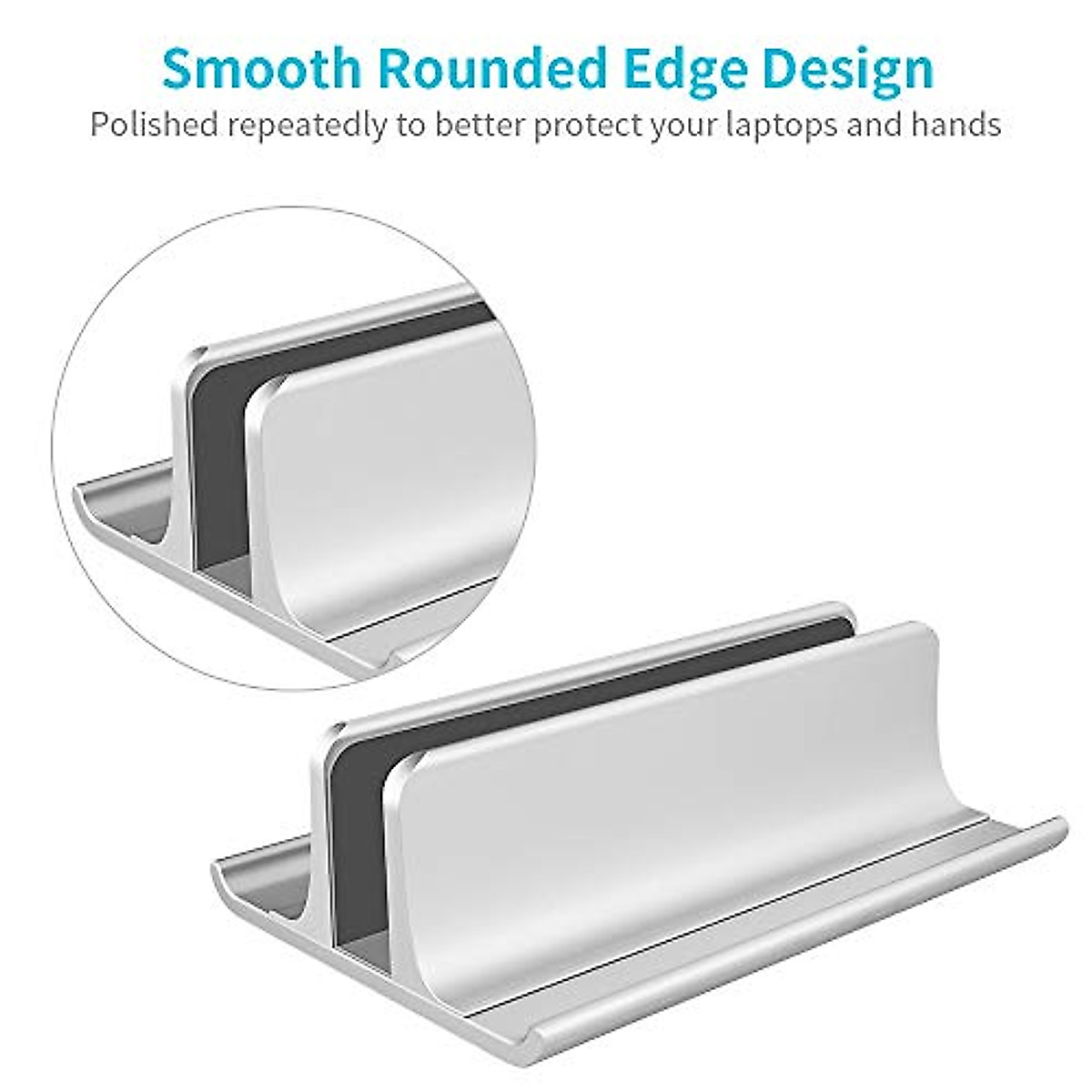 Vertical Laptop Stand Holder Adjustable Desktop Notebook Dock Space-Saving Three-in-one for All MacBook Pro Air, Mac,HP, Dell, Microsoft Surface,Lenovo, up to 17.3 inch Silver