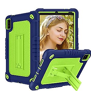 SOATUTO Case for Moxee Tablet 2 8 inch Case for Moxee 8" 2022 Model MT-T8B22 Tablet Shock Resistant Rugged Hybrid Kids Friendly Cover Built-in Hand Free Kickstand Shoulder Strap (Navy+Green)