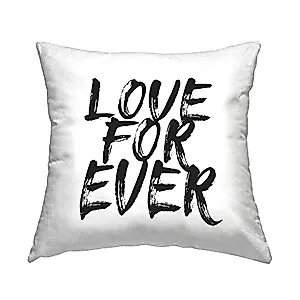 Stupell Industries Love for Ever Bold Black Calligraphy Design by Martina Pavlova Throw Pillow, 18 x 18