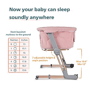 Unilove Hug Me Plus 3-in-1 Bedside Sleeper & Portable Bassinet for Newborn, Plum Pink