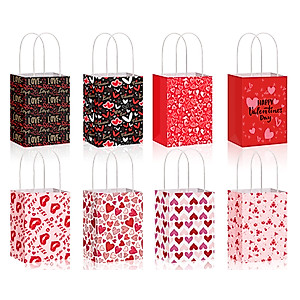 8 Pcs Mini Paper Valentines Day Gift Bags Mini Gift Bags with Handles Bag for Gift Cards, Galentines Day, Teacher Present, Classroom Parties, Wedding Birthday Sweetest Day Party Favor