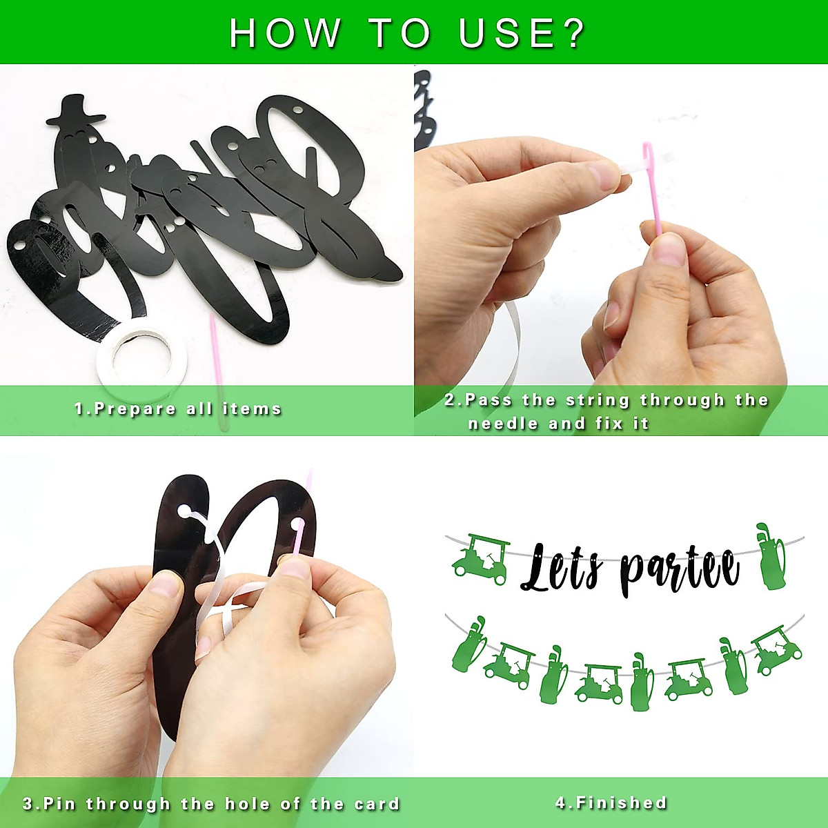 Ahzemepinyo Golf Themed Banner Garland Let's Par-Tee Banner Golf-Themed Birthday Party Decoration for Golf Par-Tee Time Birthday Baby Shower Decoration