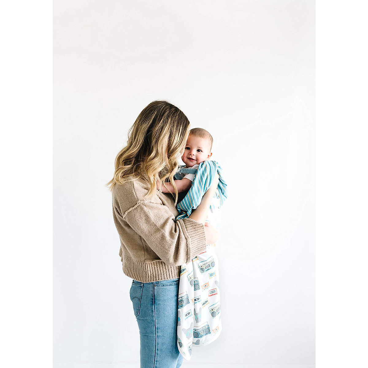 Copper Pearl Large Premium Knit Baby 3 Layer Stretchy Quilt Blanket Bruno