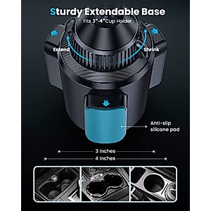 APPS2Car Dual Coil Wireless Car Charger Auto Clamping 15W Cup Holder Phone Mount Wireless Charger Fast Charge Tri-Pivots Height Angle Adjustable Phone Holder for Car Truck iPhone 14 13 Samsung S23 S22