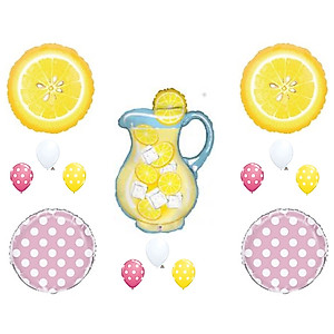 PINK LEMONADE STAND LEMON Birthday Balloons Decoration Supplies Fair Summer Picnic