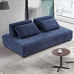 kevinplus 85.4'' Modern Sofa Couch for Living Room, 4-Seat Sofa Couch with 2 Moveable Heavy Back Cushion and 2 Pillows, Contemporary Sofa Couch for Office Studio Apartment, Navy Blue